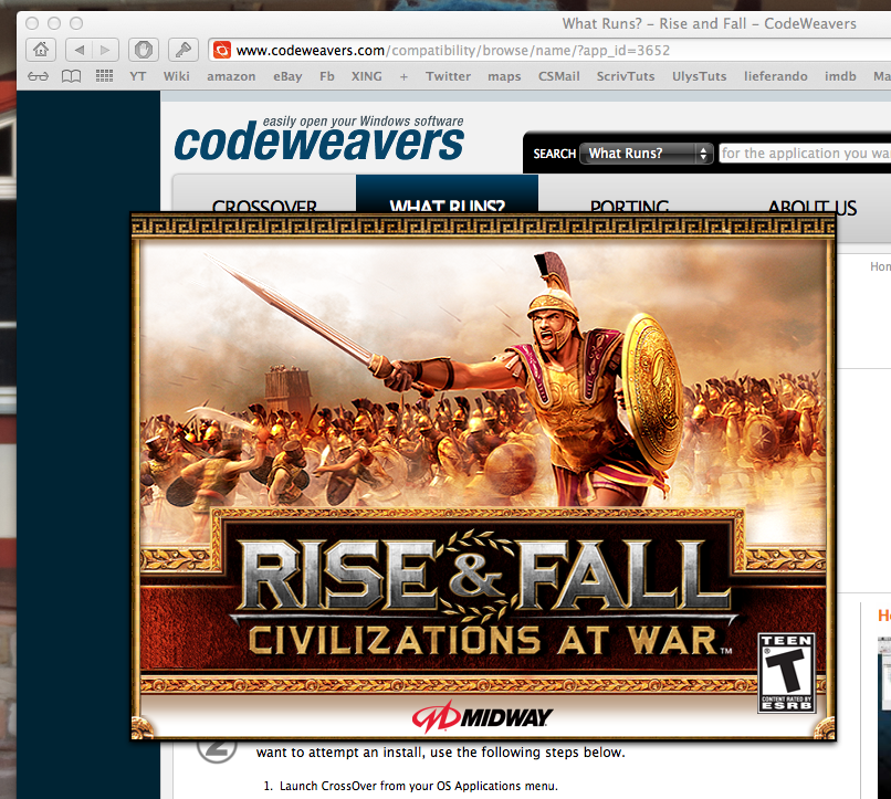 Will Rise and Fall: Civilizations at War run on Mac or Linux? | CodeWeavers